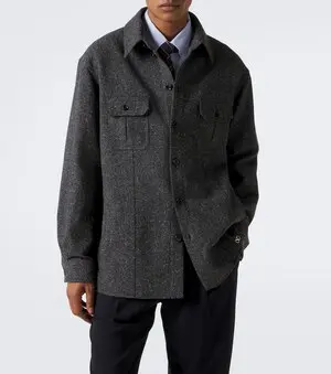 Valentino Garavani Vlogo Wool And Silk-blend Overshirt