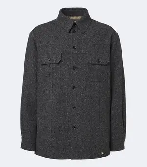 Valentino Garavani Vlogo Wool And Silk-blend Overshirt - Grey