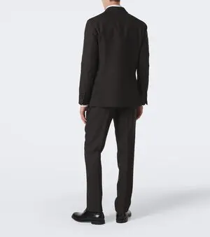LARDINI Checked Double-breasted Virgin Wool Blazer