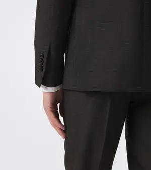 LARDINI Checked Double-breasted Virgin Wool Blazer