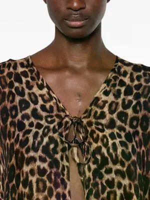Saint Laurent Leopard-print Silk Cape