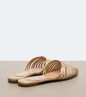 AQUAZZURA Sweet Surrender Metallic Leather Mules