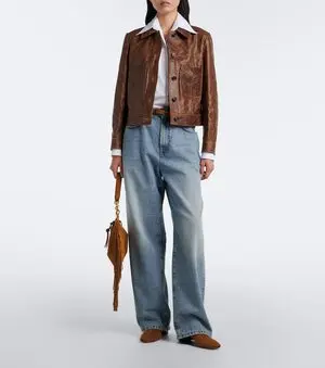 NILI LOTAN Susannah Leather Jacket In Terra