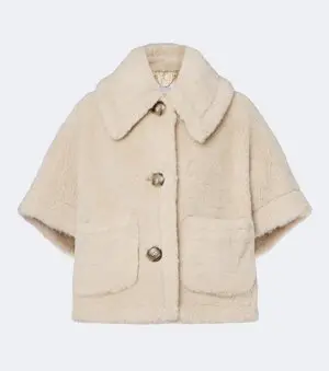 Max Mara Alpaca, Wool, And Silk Teddy Cape - Beige