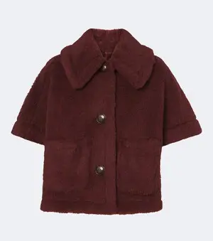 Max Mara Alpaca, Wool, And Silk Teddy Cape - Burgundy