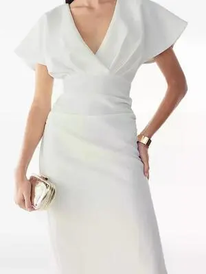 BWLDR Eliza V-neck Ruched Midi Dress