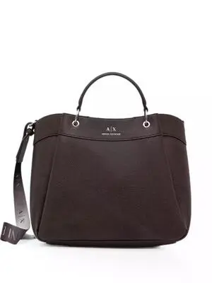 Armani Exchange Logo-print Pebbled Tote Bag - Brown