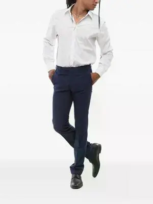Corneliani Jacquard-woven Wool Trousers - Blue