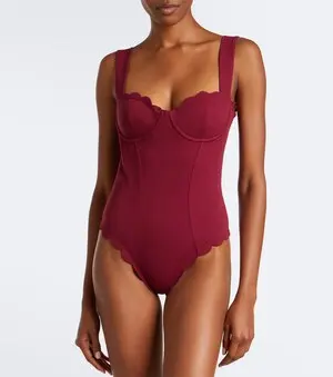 Marysia La Roche Scalloped One Piece Swimsuit - Burgundy