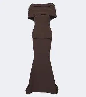 Safiyaa Loura Draped Peplum Gown - Brown