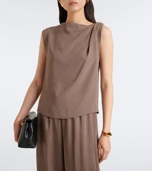 Vince Draped Crêpe Top - Brown