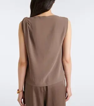 Vince Draped Crêpe Top - Brown
