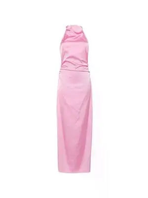 ROTATE BY BIRGER CHRISTENSEN Ruched Halterneck Maxi Dress - Pink