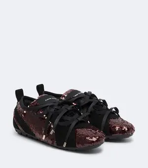 Simone Rocha Sequined Ballerina Sneakers - Burgundy