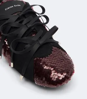 Simone Rocha Sequined Ballerina Sneakers - Burgundy