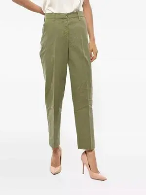 True Royal High-waisted Trousers With Pressed Crease - Green