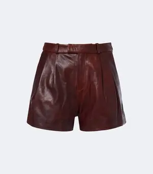 ARMA High-rise Leather Shorts - Burgundy