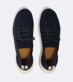 Fedeli Knitted Suede-trimmed Lace-up Sneakers - Blue