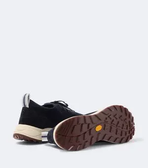 Fedeli Knitted Suede-trimmed Lace-up Sneakers - Blue