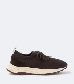Fedeli Knitted Suede-trimmed Sneakers Made In Italy