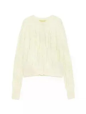Ermanno Scervino Cable-knit Pointelle-detail Cardigan - Green