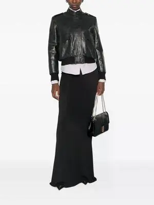 TOM FORD Epaulette Detail Leather Bomber Jacket