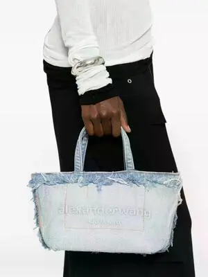 Alexander Wang Small Frayed-edge Denim Tote Bag - Blue