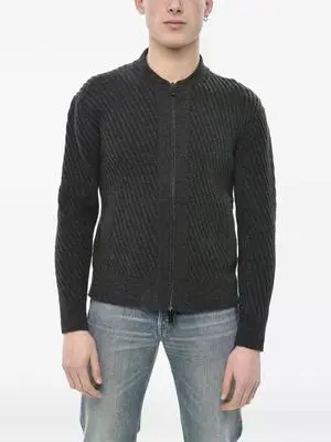 PAOLO PECORA Ribbed Zip-up Cardigan - Grey
