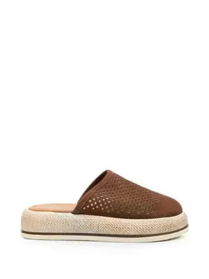 SERGIO MORETTI FIRENZE Perforated Platform Mules - Brown