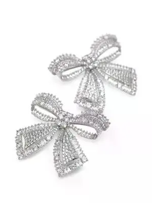 SELF-PORTRAIT Crystal-embellished Bow Earrings - Silver