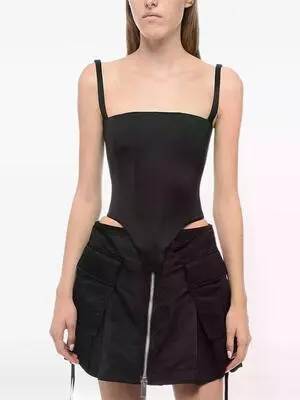 LAQUAN SMITH Satin-finish Corset Top - Black