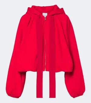 PATOU Cotton Zip-up Hoodie With Drawstring Hood - Red