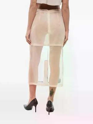 SUPER BLOND Sheer Layered Silk Midi Skirt - Pink