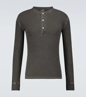 Ralph Lauren Waffle-knit Cotton Henley Shirt - Black