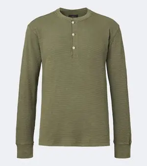 Ralph Lauren Waffle-knit Cotton Henley Shirt - Green