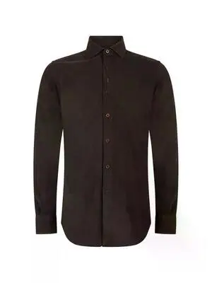 MOORER Vernale-dvn Button-down Long-sleeve Shirt - Brown