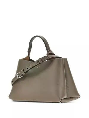 TOD'S Timeless Detail Pebbled Leather Tote Bag - Brown