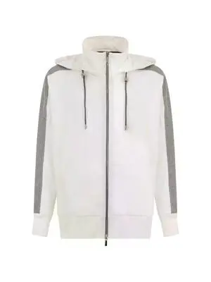 MOORER Contrast-panel Zip-up Hoodie - White