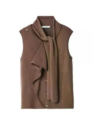 LEMAIRE Asymmetrical Merino Wool Blend Cardigan - Brown