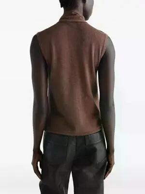 LEMAIRE Asymmetrical Merino Wool Blend Cardigan - Brown