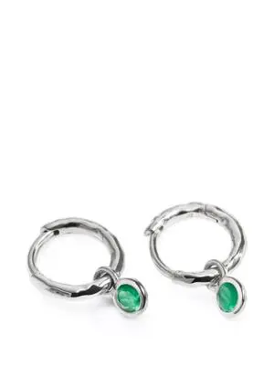 Monica Vinader Green Onyx Charm Huggie Hoop Earrings