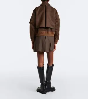 Sacai Asymmetric Pleated Wool Skort - Brown