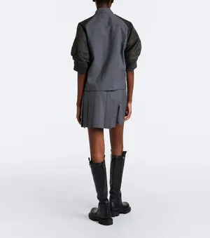 Sacai Pleated Asymmetric Wool Miniskirt