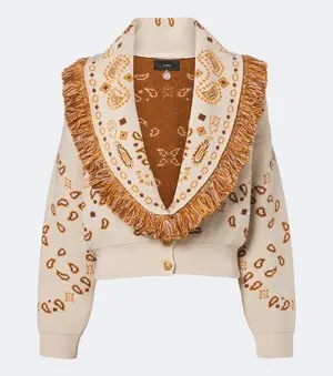 Alanui Bandana Print Wool & Cashmere Cardigan - Beige