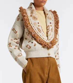 Alanui Bandana Print Wool & Cashmere Cardigan - Beige