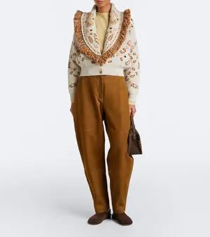 Alanui Bandana Print Wool & Cashmere Cardigan - Beige