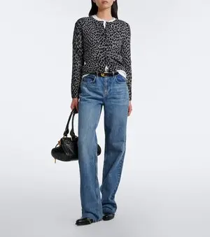NILI LOTAN Keelah Leopard-print Cashmere Cardigan