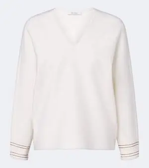 Max Mara V-neck Wool-blend Sweater - White