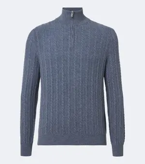Fedeli Cable-knit Cashmere Half-zip Sweater