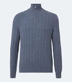 Fedeli Cashmere Half-zip Sweater - Blue